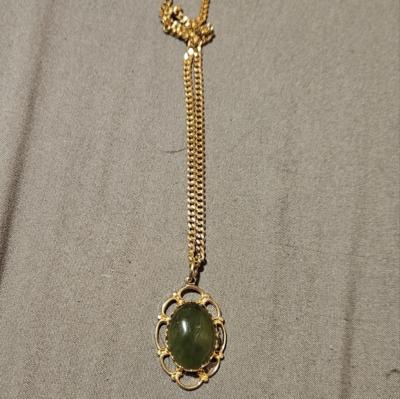 Handmade | Jewelry | Handmade Gold Chain With Green And Gold Pendant ...